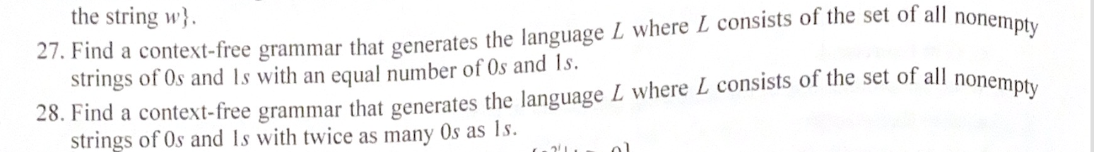 Solved the string w} 27. Find a context-free grammar that | Chegg.com