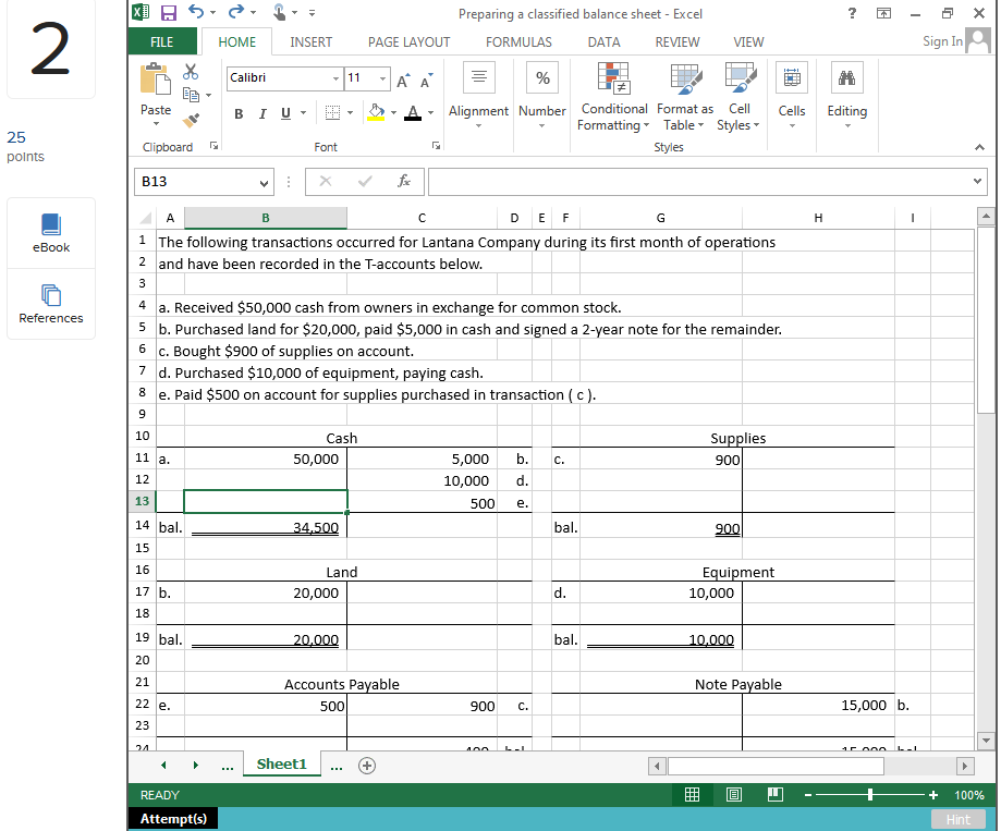 Solved DL Preparing a classified balance sheet - Excel ? - u | Chegg.com