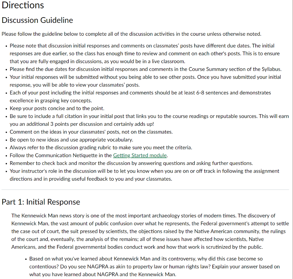 Directions Discussion Guideline Please follow the | Chegg.com