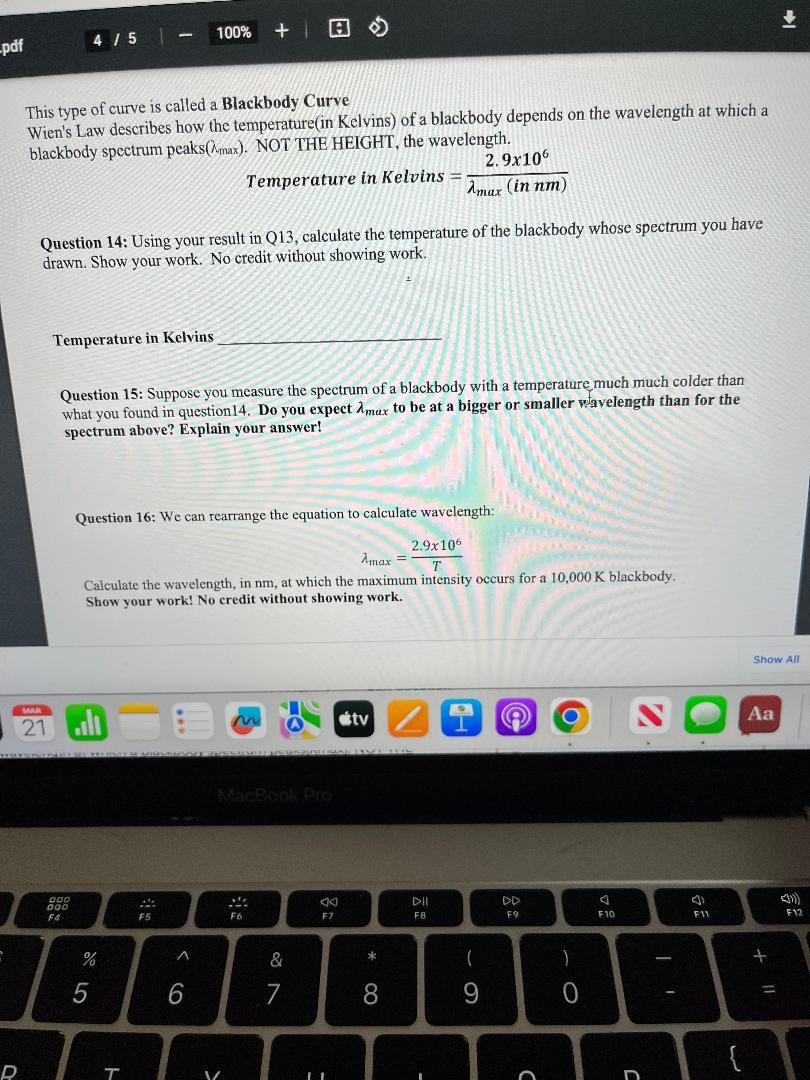 Solved This type of curve is called a Blackbody Curve Wien's | Chegg.com