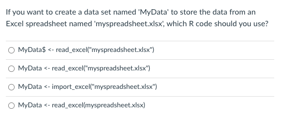 Solved If you want to create a data set named 'MyData' to | Chegg.com