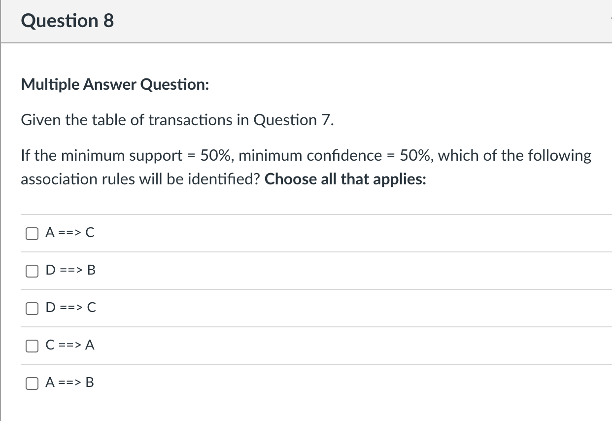 Solved Multiple Answer Question: Given the table of | Chegg.com