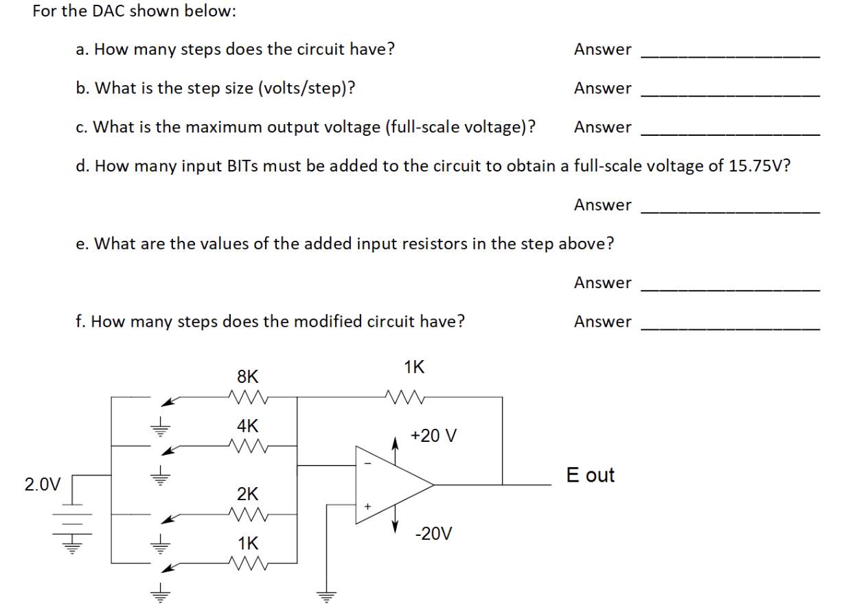 Solved For the DAC shown below: a. How many steps does the | Chegg.com
