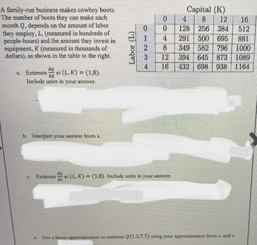 Solved A family-run business makes cowboy boots. Cavital (K) | Chegg.com