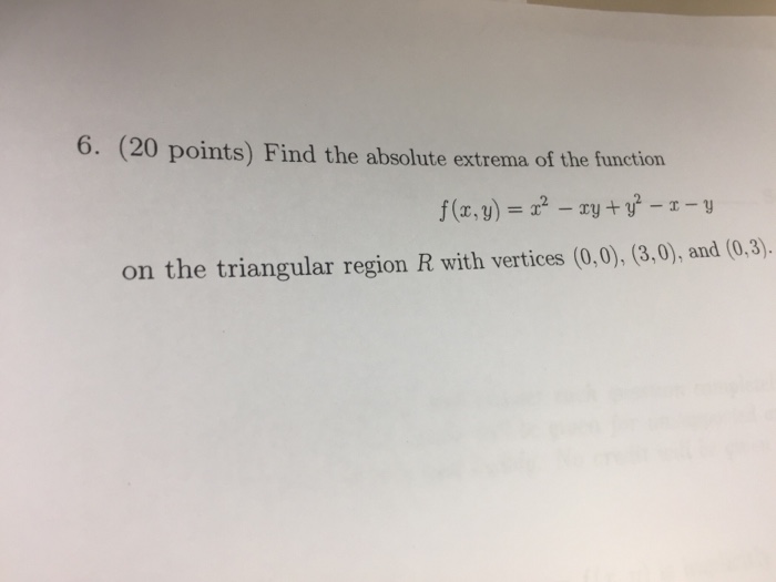 Solved Find the absolute extrema of the function f (x, y) = | Chegg.com