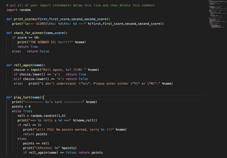 Solved Dice Game: Pig (100 points) For this program you will | Chegg.com