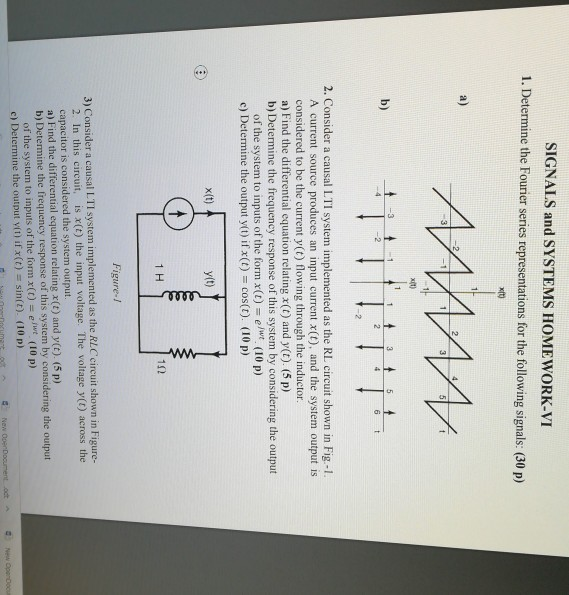 Solved SIGNALS and SYSTEMS HOMEWORK-VI 1. Determine the | Chegg.com