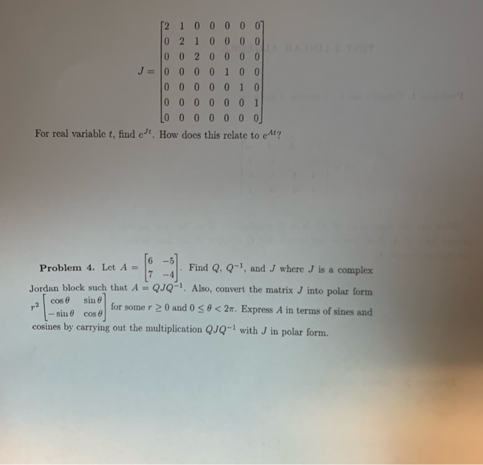 Solved Problem 3. Suppose that a 7 × 7 matrix A has Jordan | Chegg.com