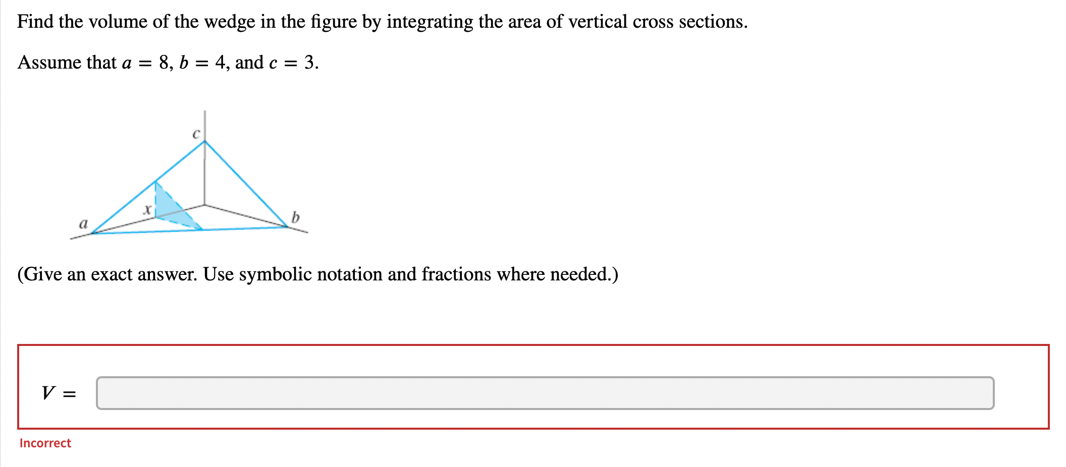 Solved Find the volume of the wedge in the figure by | Chegg.com
