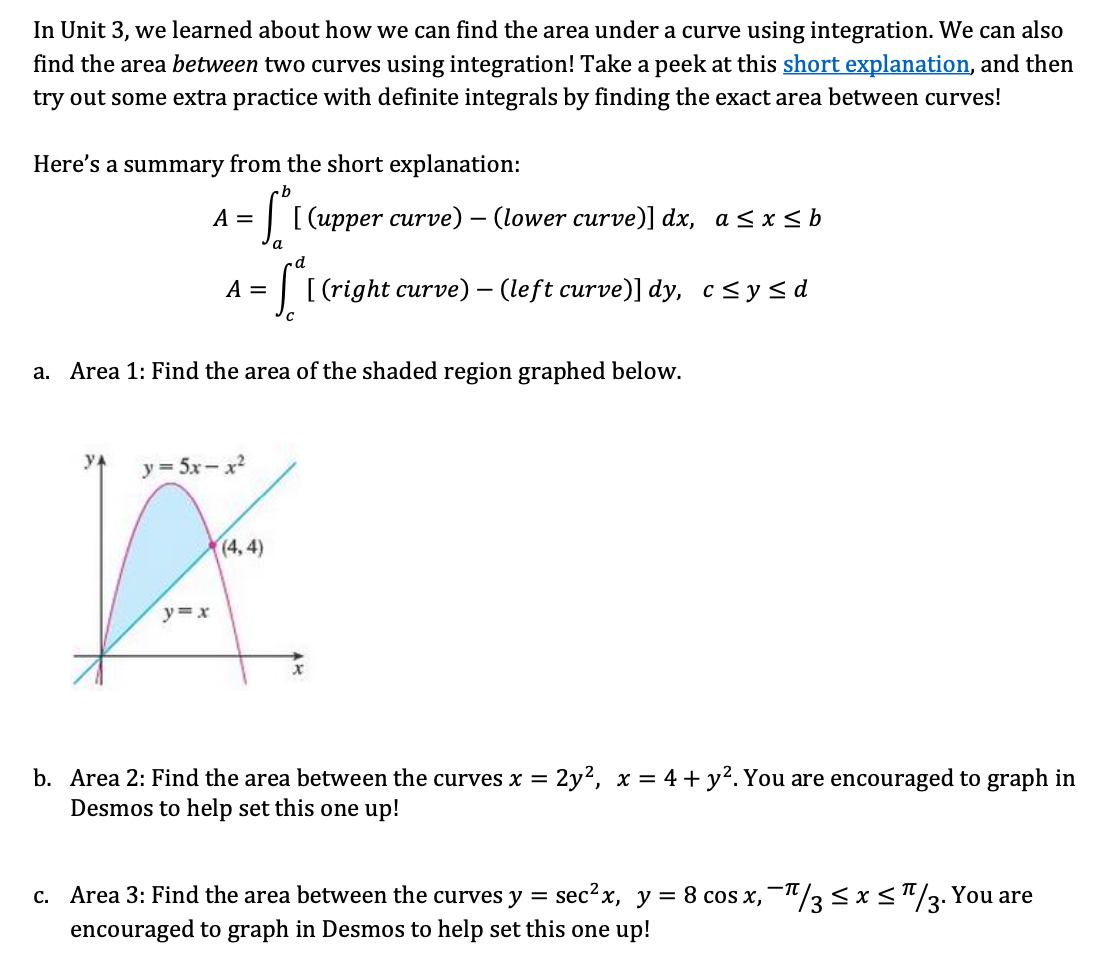 Solved In Unit 3, we learned about how we can find the area | Chegg.com