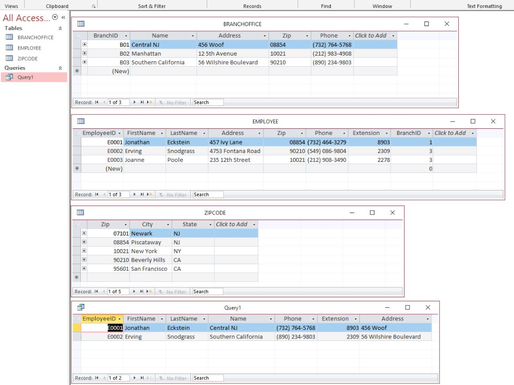Solved Show the working contact information of all | Chegg.com