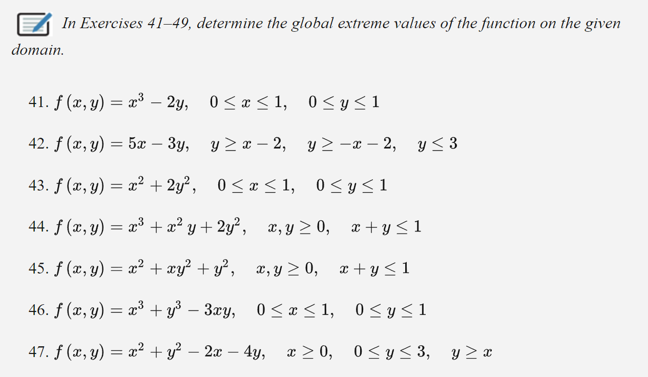 Solved In Exercises 41 49 Determine The Global Extreme