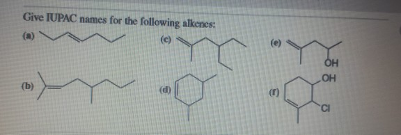 Solved Give IUPAC names for the following alkenes: OH Cl | Chegg.com
