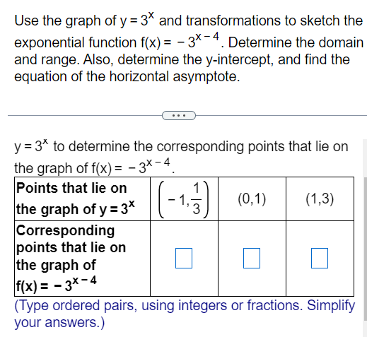 Use the graph of y=3x and transformations to sketch | Chegg.com
