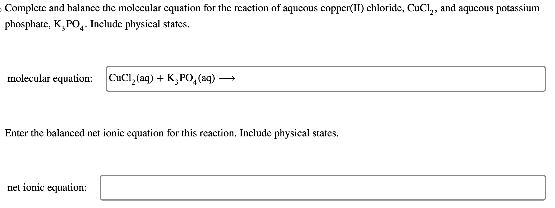 Solved Complete and balance the molecular equation for the | Chegg.com