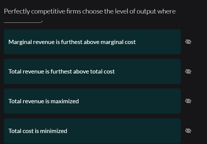 Solved Perfectly competitive firms choose the level of | Chegg.com