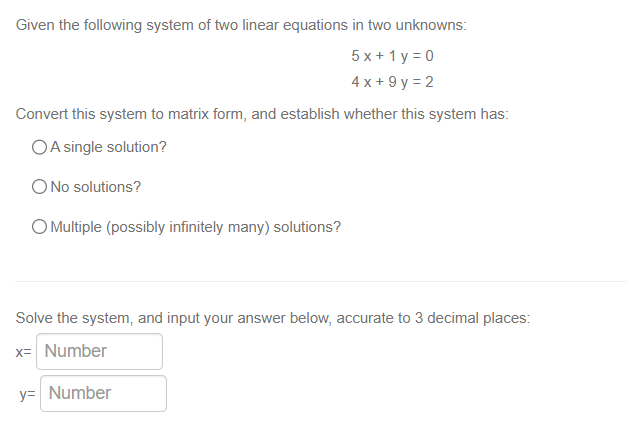 Solved Given the following system of ﻿two linear equations | Chegg.com