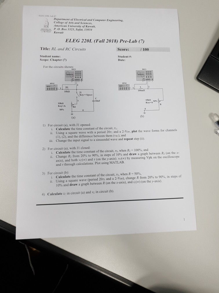 Solved ELEG 220L Lab #7 Department of Electrical and | Chegg.com