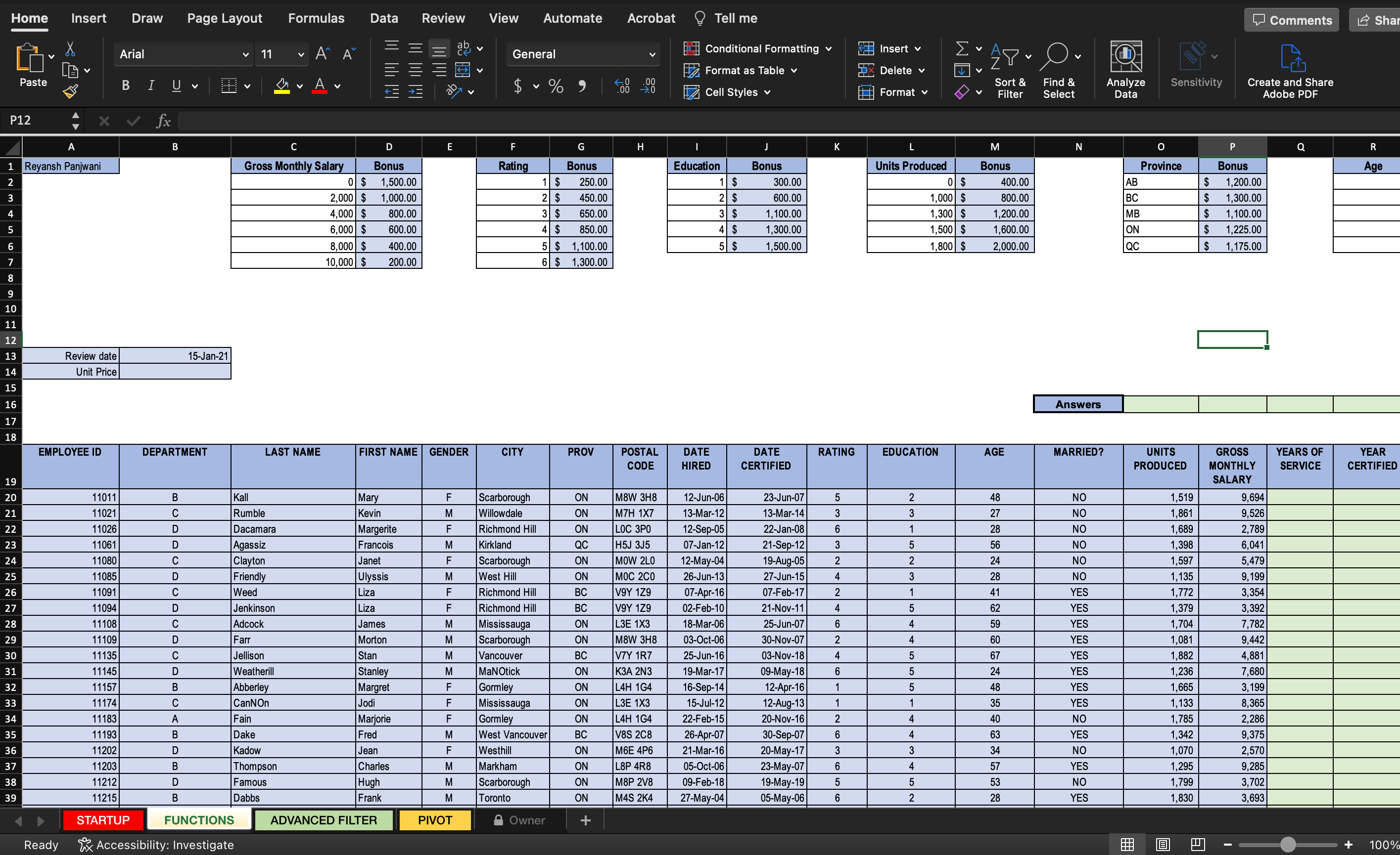Solved Please give formula/steps for- Question 2In cell O16 | Chegg.com