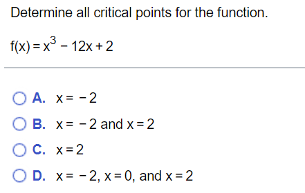 Solved Determine all critical points for the function. f(x) | Chegg.com
