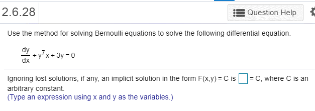 Solved Use the method for solving Bernoulli equations to | Chegg.com