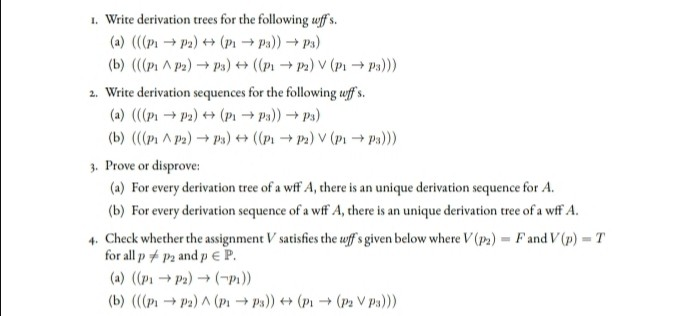 1. Write derivation trees for the following wffs (a) | Chegg.com