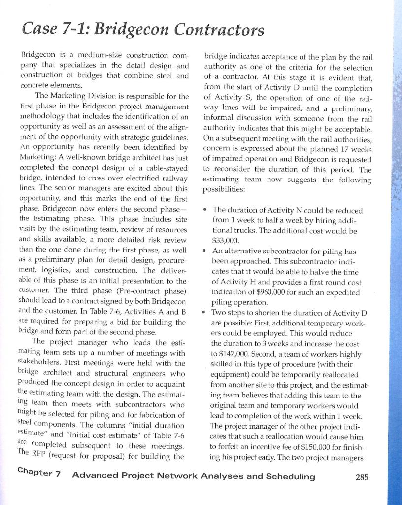 Case 7-1: Bridgecon Contractors Bridgecon is a | Chegg.com