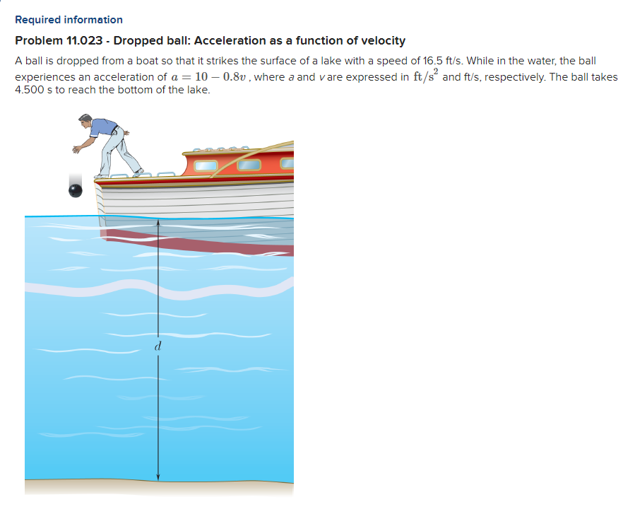 Solved Required information Problem 11.023.a - ﻿Depth of the | Chegg.com