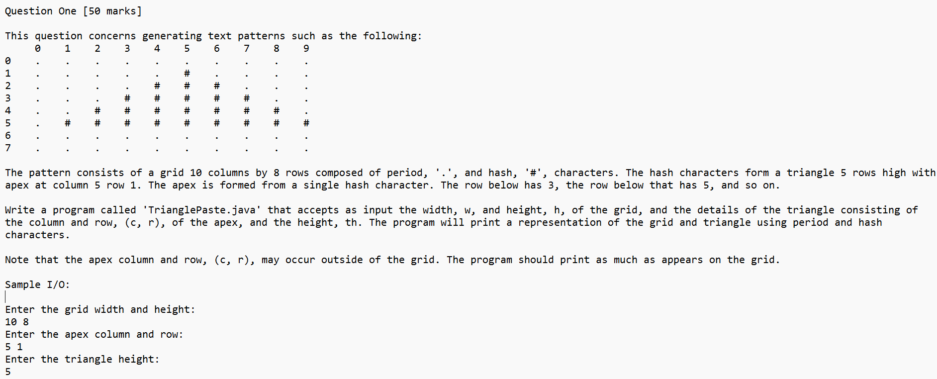 Solved apex at column 5 row 1 . The apex is formed from a | Chegg.com