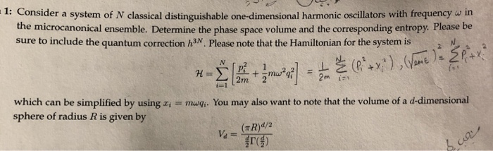 Solved 1: Consider a system of N classical distinguishable | Chegg.com