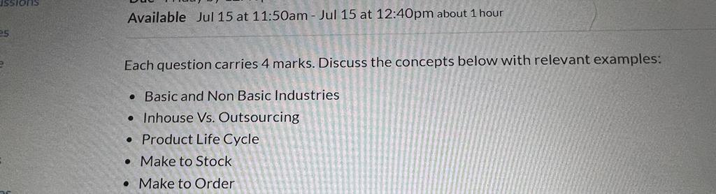 Solved Each question carries 4 marks. Discuss the concepts | Chegg.com