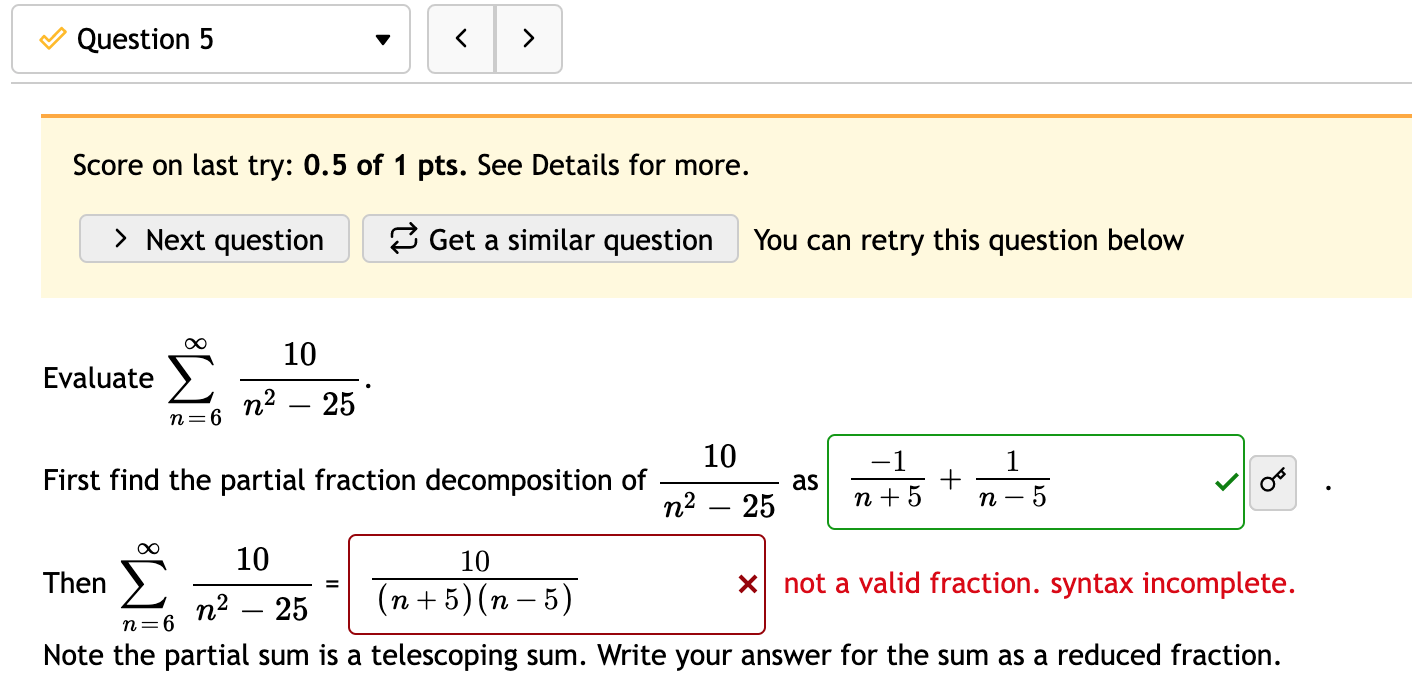 Solved Score on last try: 0.5 of 1pts. See Details for more. | Chegg.com