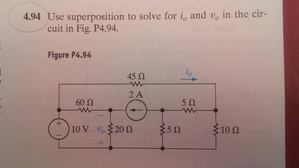 Solved Use superposition to solve for i0 and v0 in the | Chegg.com