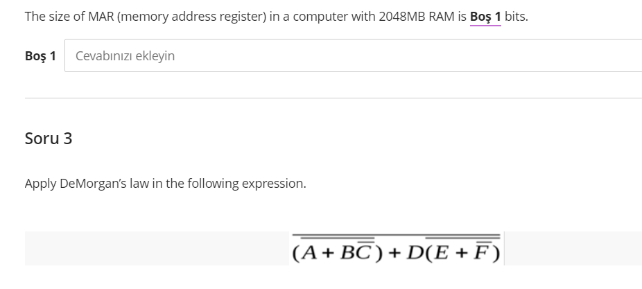 Solved The size of MAR (memory address register) in a | Chegg.com