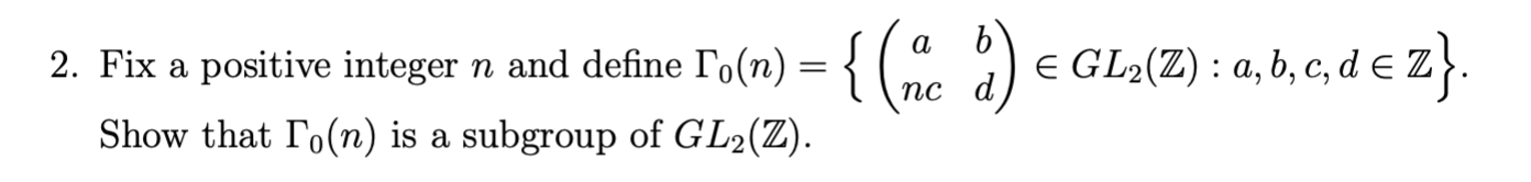 Solved 2. Fix a positive integer n and define | Chegg.com