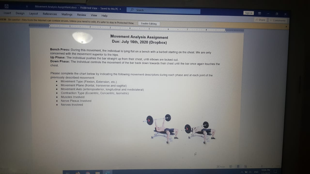 Movement Analysis Assignment.docx - Protected View - | Chegg.com