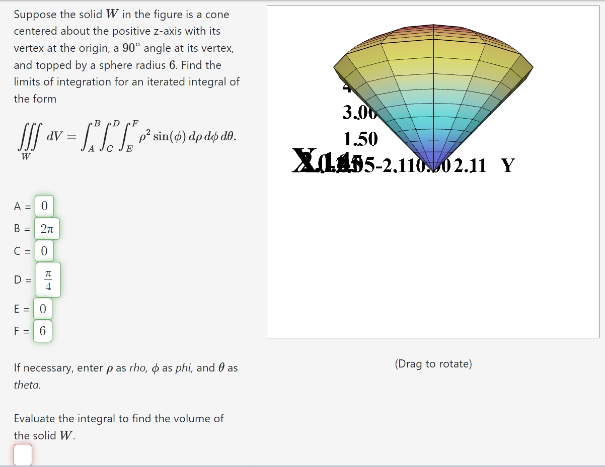 Solved Suppose the solid W in the figure is a cone centered | Chegg.com