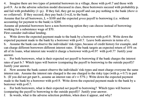 4. Imagine there are two types of potential borrowers | Chegg.com