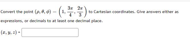 Solved Convert the point (x,y,z)=(−2,−1,3) to cylindrical | Chegg.com
