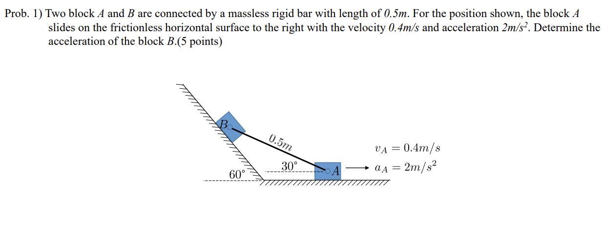Solved Prob. 1) Two block A and B are connected by a | Chegg.com