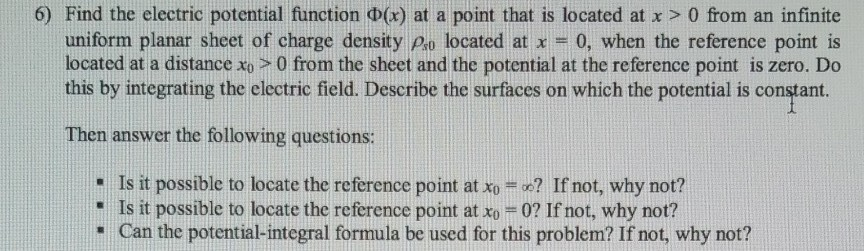 6) Find the electric potential function Φ(x) at a | Chegg.com