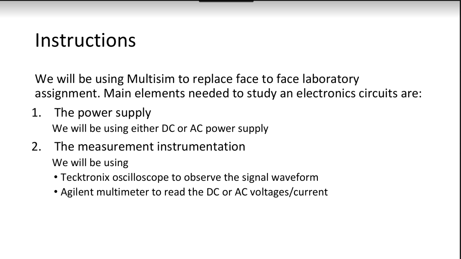 Solved Instructions We will be using Multisim to replace | Chegg.com