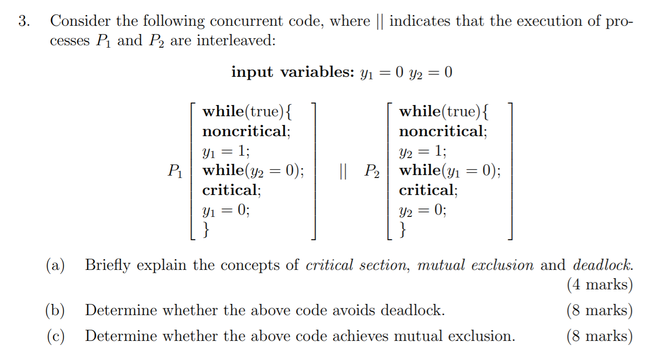 Solved 3. Consider the following concurrent code, where || | Chegg.com