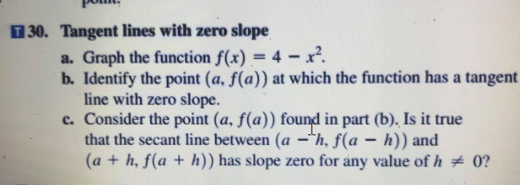 Solved 1 30. Tangent lines with zero slope a. Graph the | Chegg.com