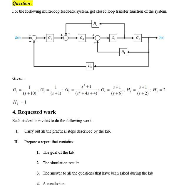 Solved Question : For the following multi-loop feedback | Chegg.com