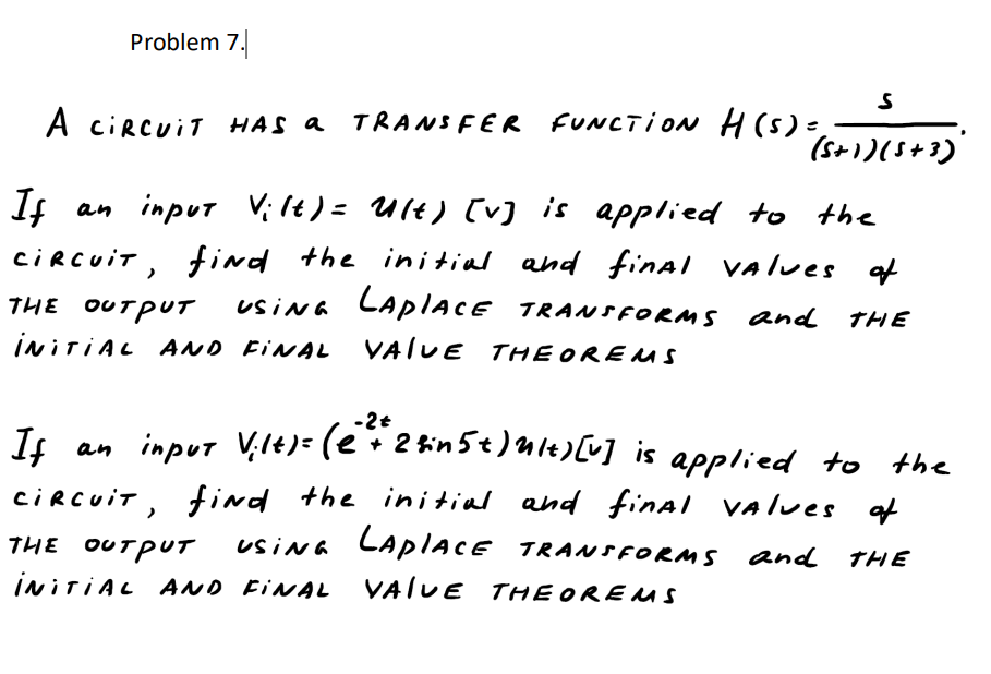 Solved Problem 7.|A circuit has a tRansfer function | Chegg.com
