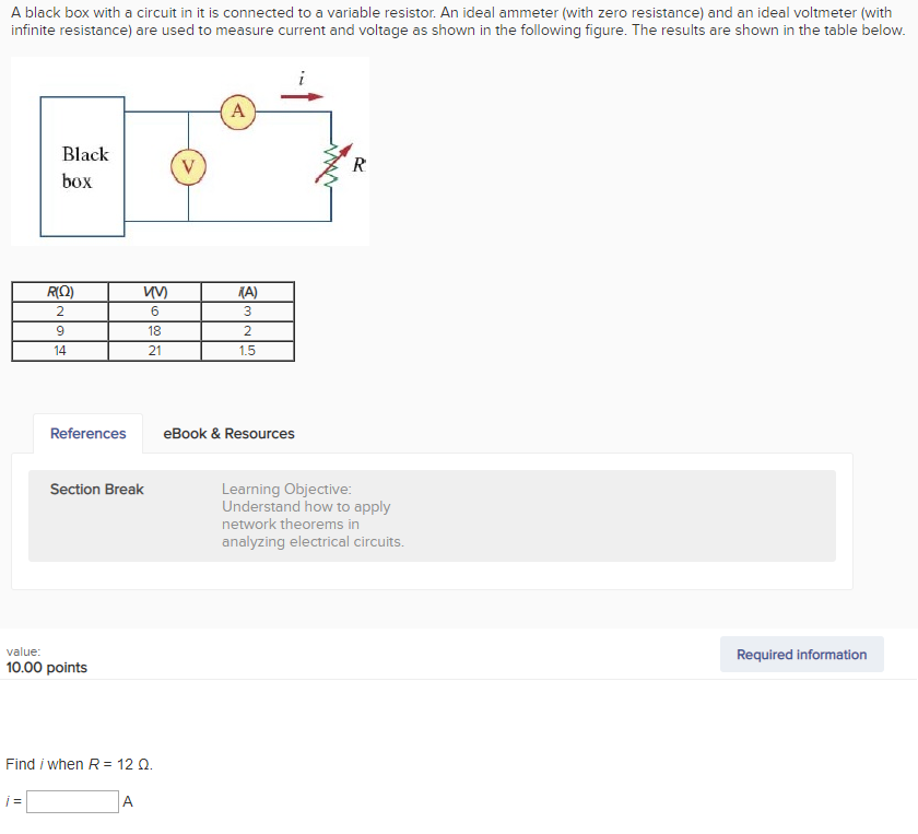 Solved A black box with a circuit in it is connected to a | Chegg.com