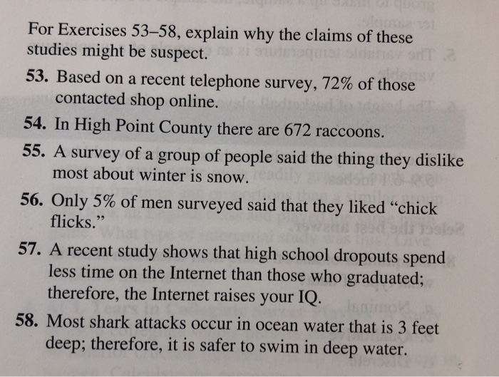 Solved For Exercises 53-58, explain why the claims of these | Chegg.com