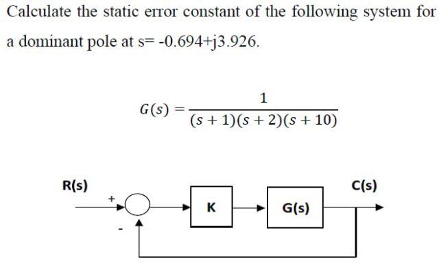 Solved Calculate the static error constant of the following | Chegg.com