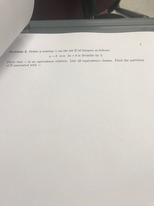 Solved Problem 2. Define a relation on the set Z of integers | Chegg.com